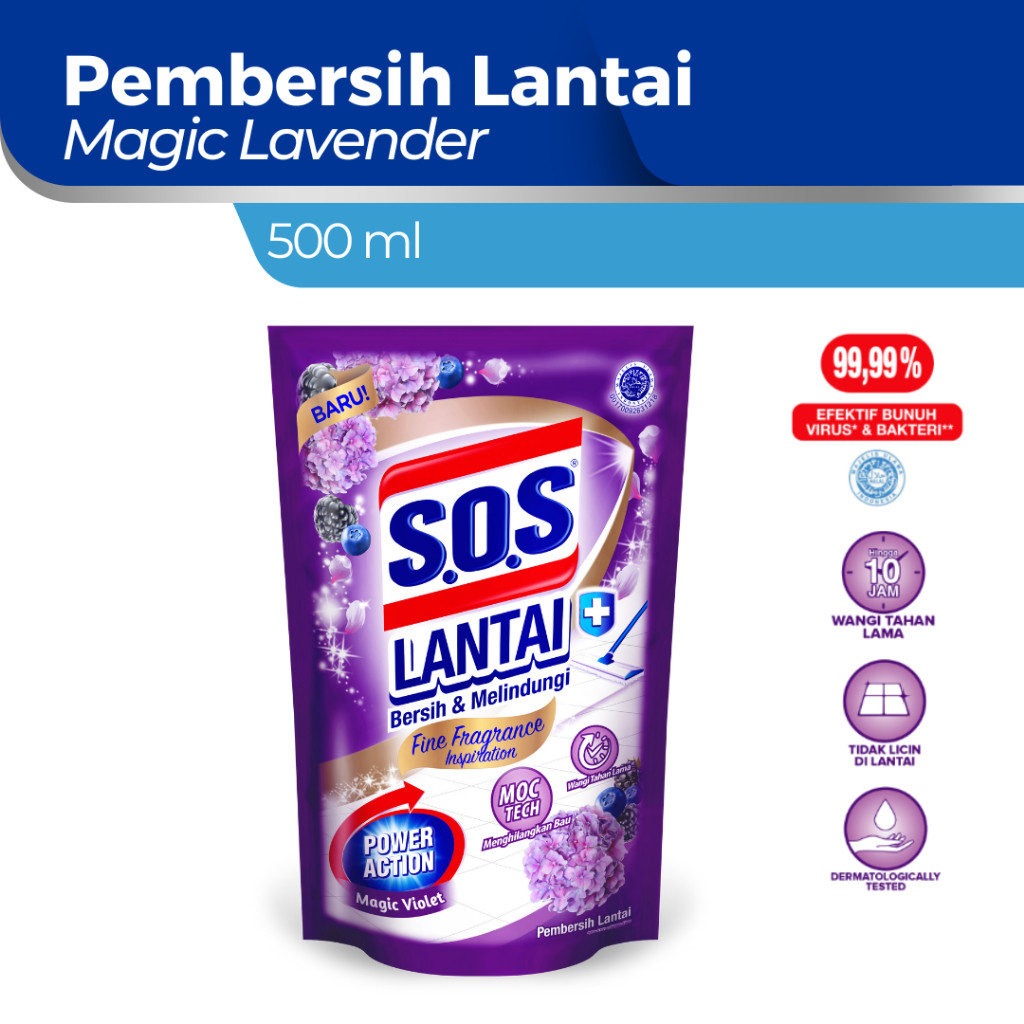 Jual SOS Pembersih Lantai Magic Lavender Refill 500 ML | Shopee Indonesia