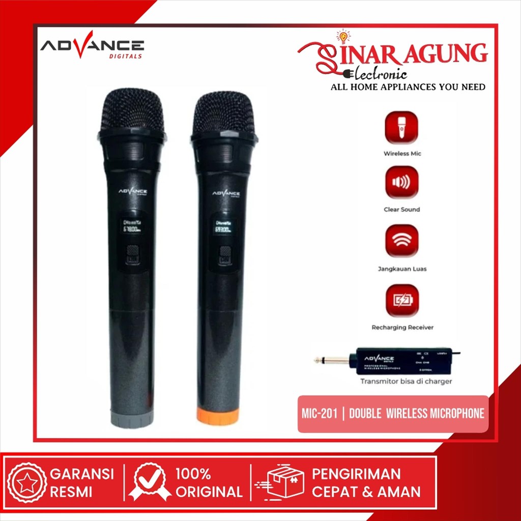 Jual ADVANCE MIC-201 DOUBLE MICROPHONE WIRELESS PROFESSIONAL | Shopee ...