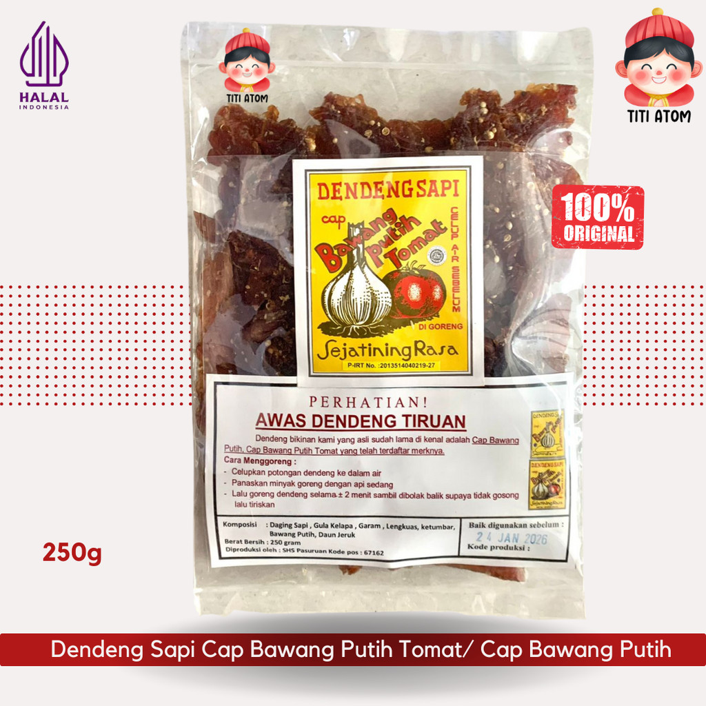 Jual Dendeng Sapi Cap Bawang Putih atau Cap Bawang Putih Tomat (1 ...