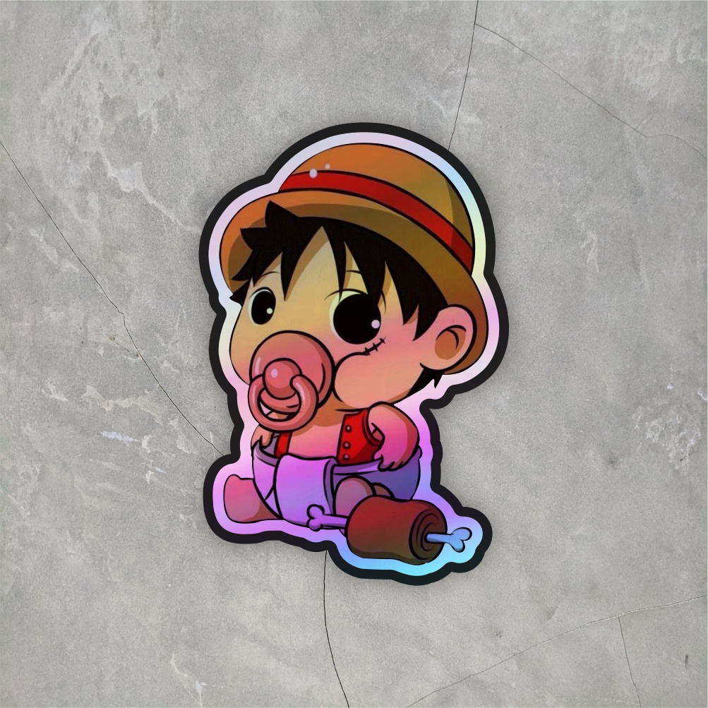 Jual JDM Sticker Anime Hologram Baby One Piece ukuran tinggi 7,1 cm ...