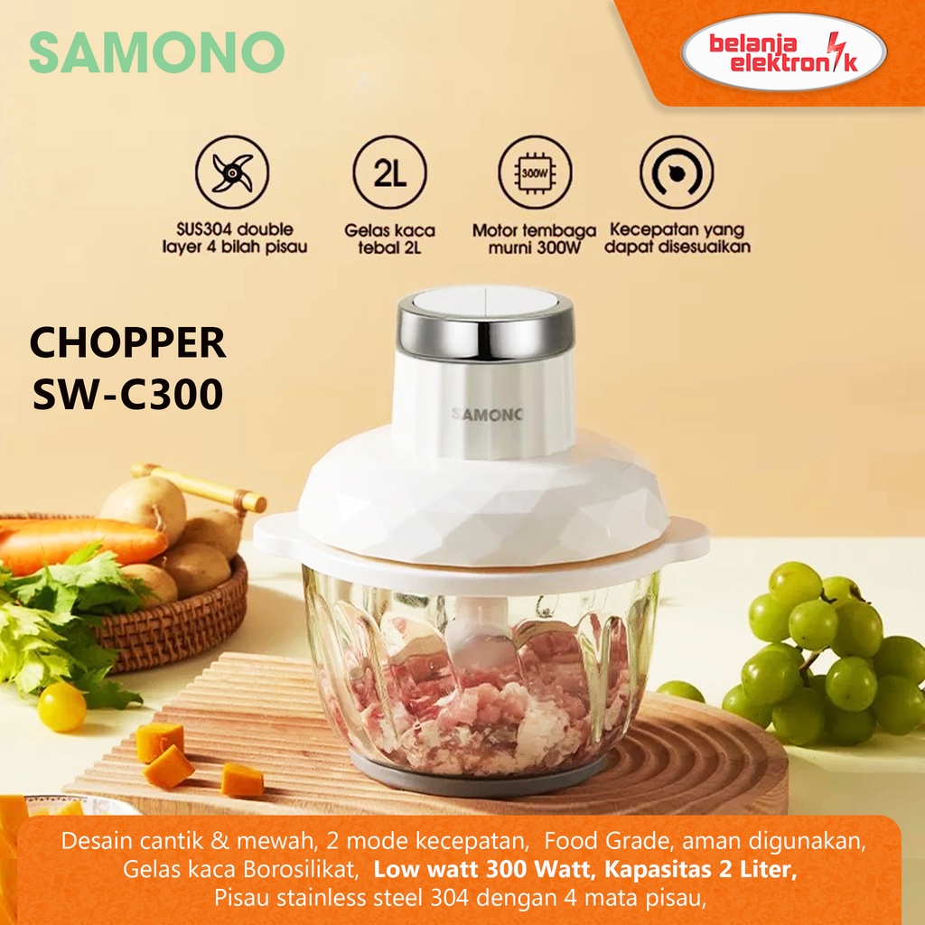 Jual Food Chopper SAMONO SW-C300 Penggiling Daging Dan Bumbu 2 Ltr Kaca ...