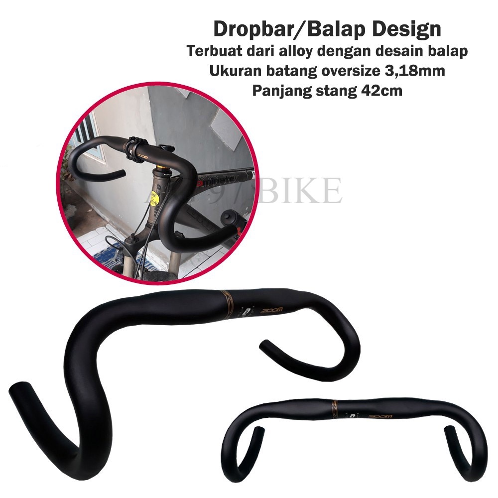 Jual Handlebar Stang Sepeda Balap Fixie Dropbar Pipih Alloy Zoom ...