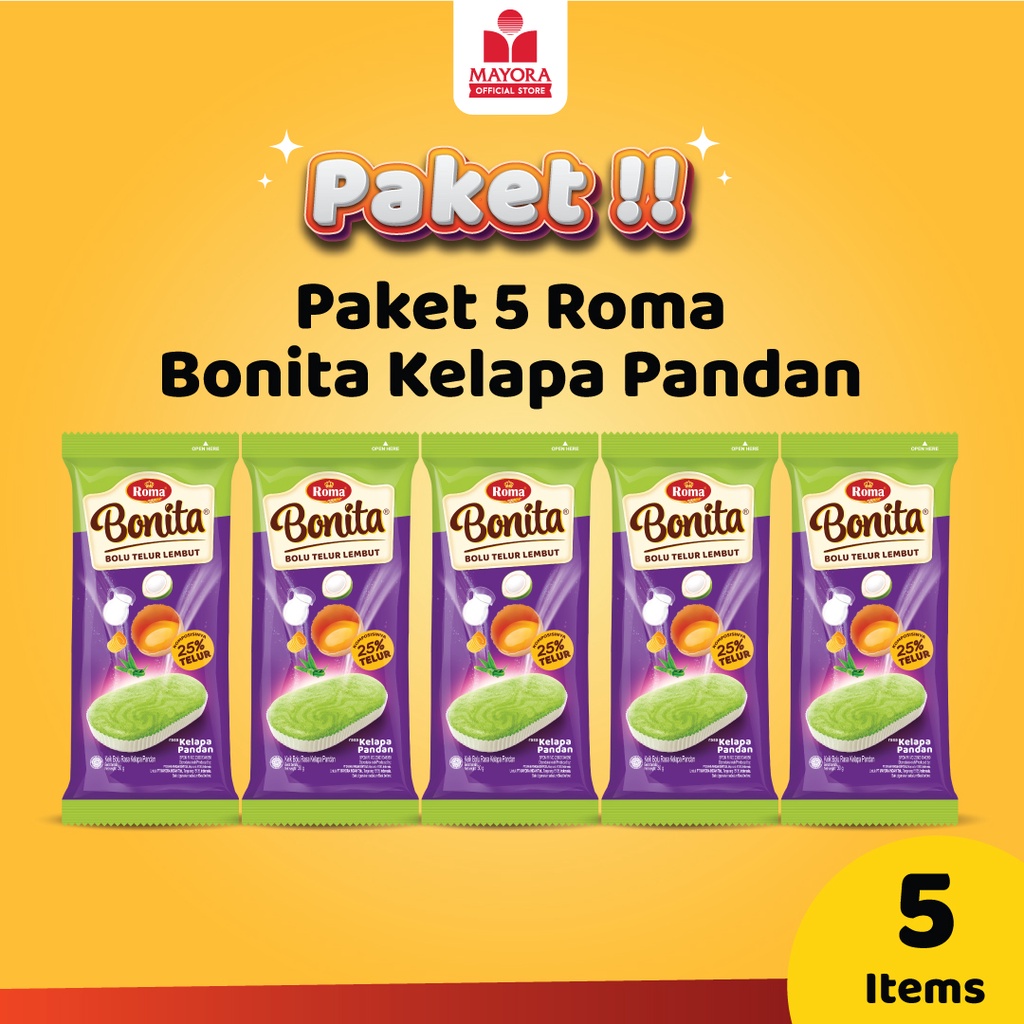 Jual Paket 5 Roma Bonita Kelapa Pandan | Shopee Indonesia