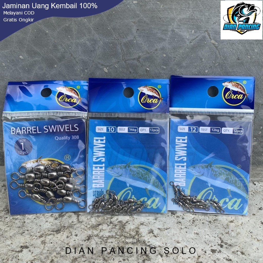 Jual Barrel Swivels ORCA berbagai ukuran untuk memancing | Shopee Indonesia