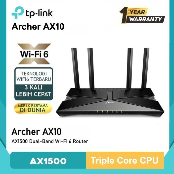 Jual TP-LINK Archer AX10 AX1500 WIFI 6 Wireless Router Tplink AX 10 AX ...