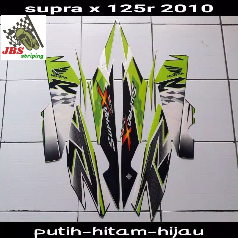 Jual striping supra x 125 stiker honda supra x 125 r 2010 putih hijau ...