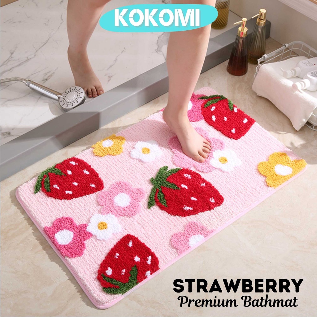 Jual KOKOMI Keset Premium Motif Strawberry Ukuran 45x65cm Bathmat Keset ...