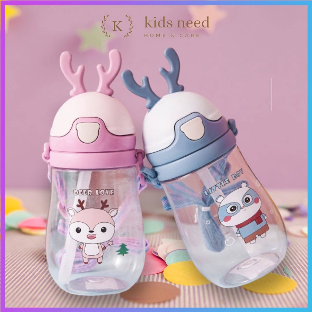 Jual Botol Minum Anak Tanduk Rusa Botol BPA Free Jerami Anak tali panjang 480ml | Shopee Indonesia