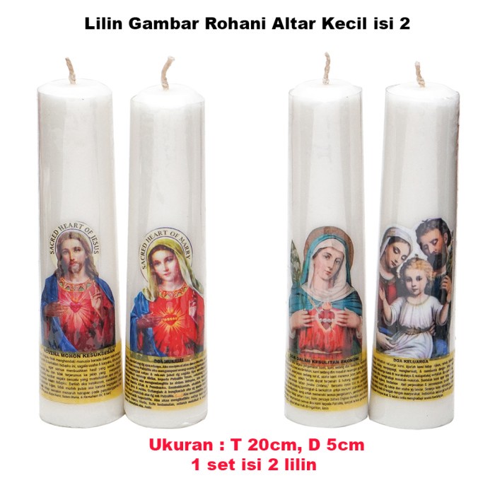 Jual Lilin Misa Altar Gereja Gambar Rohani Altar Kecil isi 2 Uk. 20 x ...