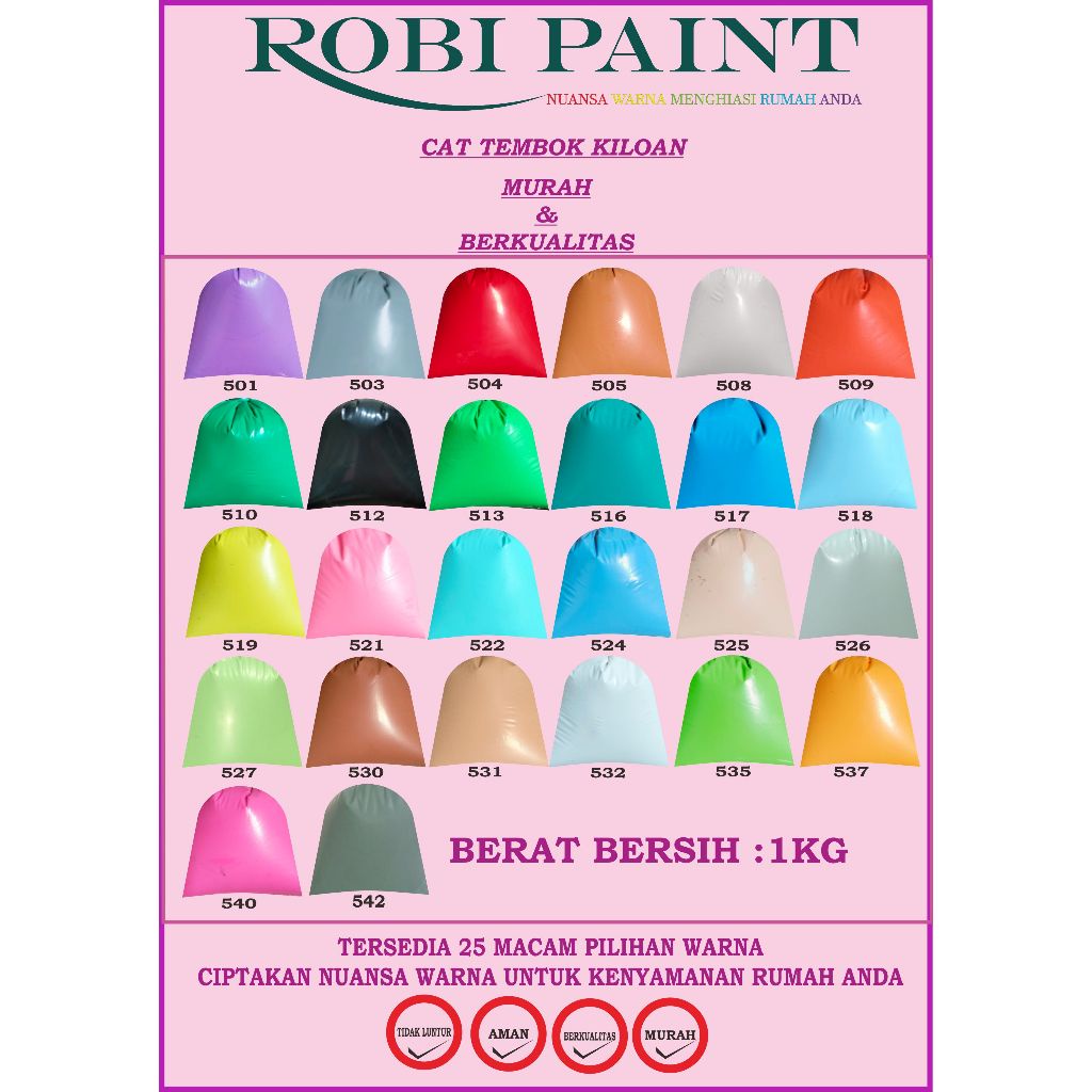 Jual cat tembok kiloan murah dan berkualitas kemasan plastik berat ...
