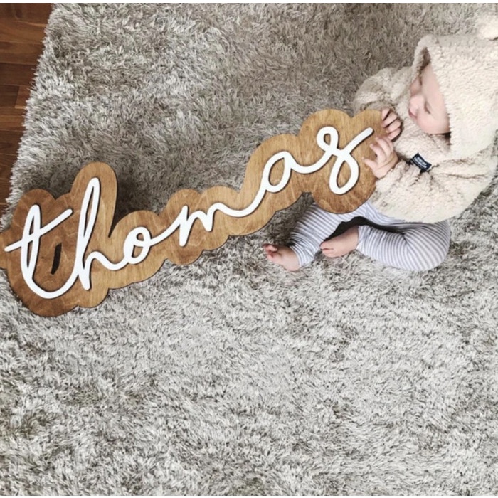 Jual Custom Wall Name Sign Kayu Acrylic Hiasan Dinding Tulisan Backdrop ...