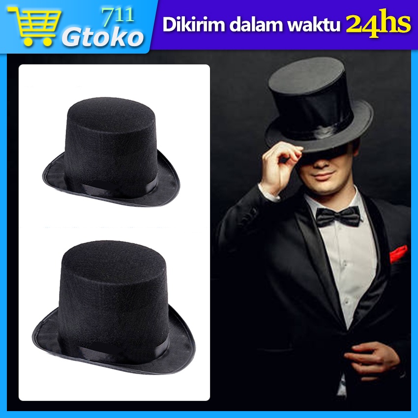 Jual Topi Sulap Tinggi Topi Pesulap Magician Top Hat Anak Dewasa Hitam ...