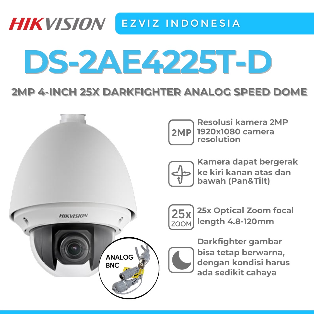 Jual HIKVISION DS-2AE4225T-D 2MP 4-INCH 25X DARKFIGHTER ANALOG SPEED DOME | Shopee Indonesia