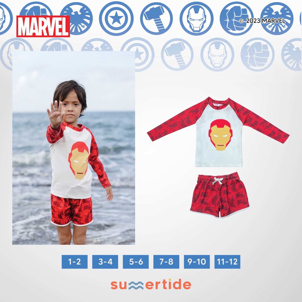 Jual Marvel Avengers Iron Man Summertide Boys Long-Sleeve Rash Guard ...