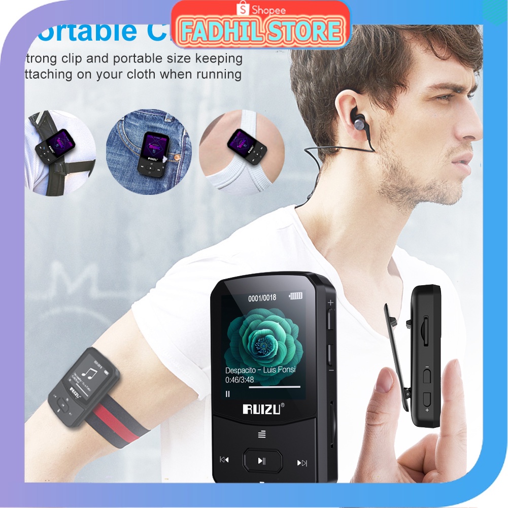 Jual FS - RUIZU MP3 Player Bluetooth 5.0 Sport Pedometer Stopwatch ...