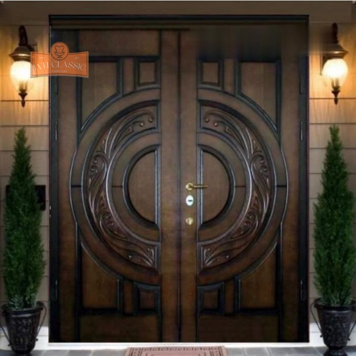 Jual Pintu jati minimalis ukir model kupu tarung, pintu utama double ...