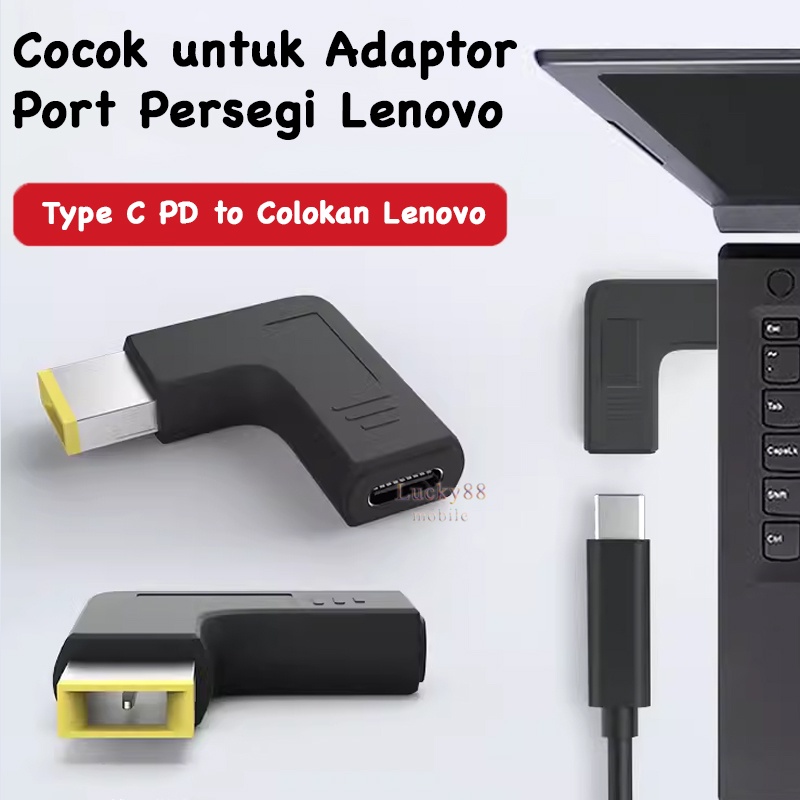 Jual Type C To PD Colokan Port Persegi Lenovo Laptop Charger 6mm * 10mm ...