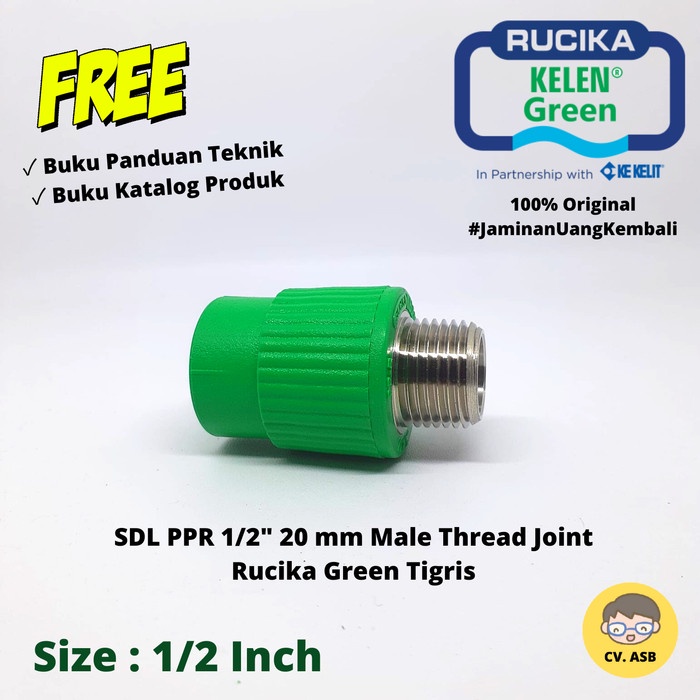 Jual [Ori] SDL PPR 1/2" 1/2 inch 20mm 20 mm Male Thread Joint Rucika ...