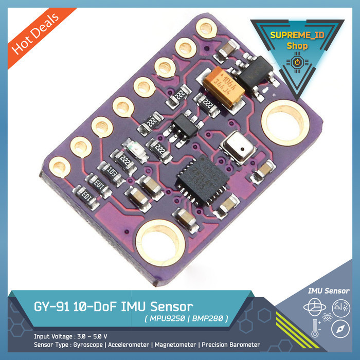 Jual GY-91 10DOF IMU MPU9250 BMP280 9-axis Gyro Accelero Compass ...