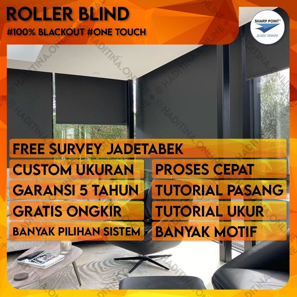 Jual Roller Blind 100% Blackout Chain One Touch | Jendela Gorden Tirai Gulung Indoor Minimalis ...