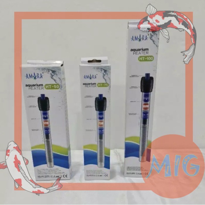 Jual pemanas air aquarium heater AMARA 150 WATT glass kaca amara ht 150 ...