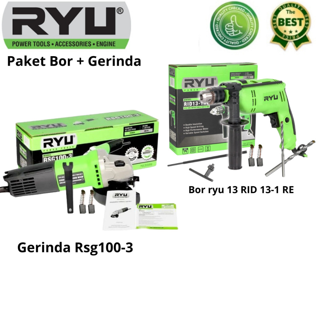 Jual Paket Gerinda Tangan Ryu Dan Bor Tangan Ryu 13 Mm Bor Beton ...