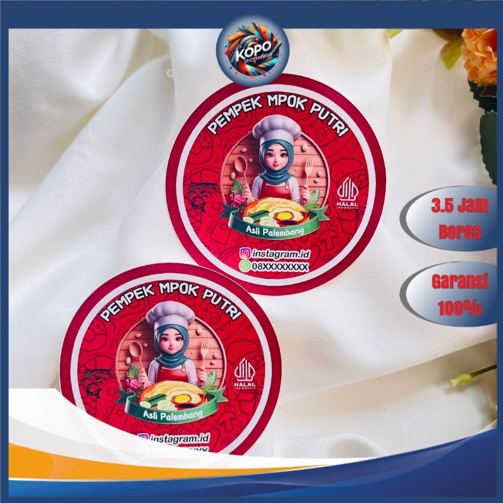 Jual KOPO Sticker Chromo Bulat Pempek Label Makanan Packaging Stiker ...