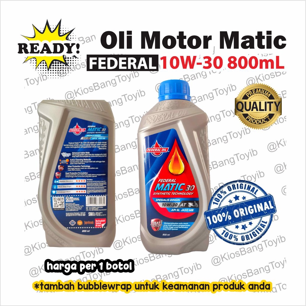 Jual Oli Mesin Motor FEDERAL MATIC SILVER 30 SAE 10W-30 (800mL ...