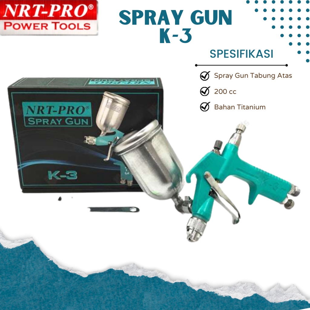 Jual Spray Gun K3 NRT PRO 200cc Alat Semprotan Cat K-3 Tabung Atas ...