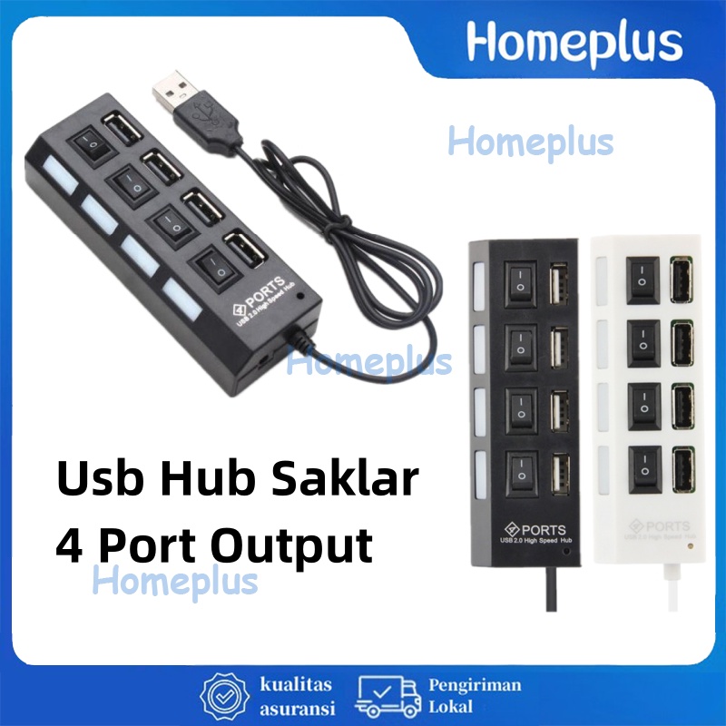 Jual HomePlus Usb Hub Saklar 4 Port Output On Swicth 4port Ports Sambungan Kabel Adaptor Charger ...