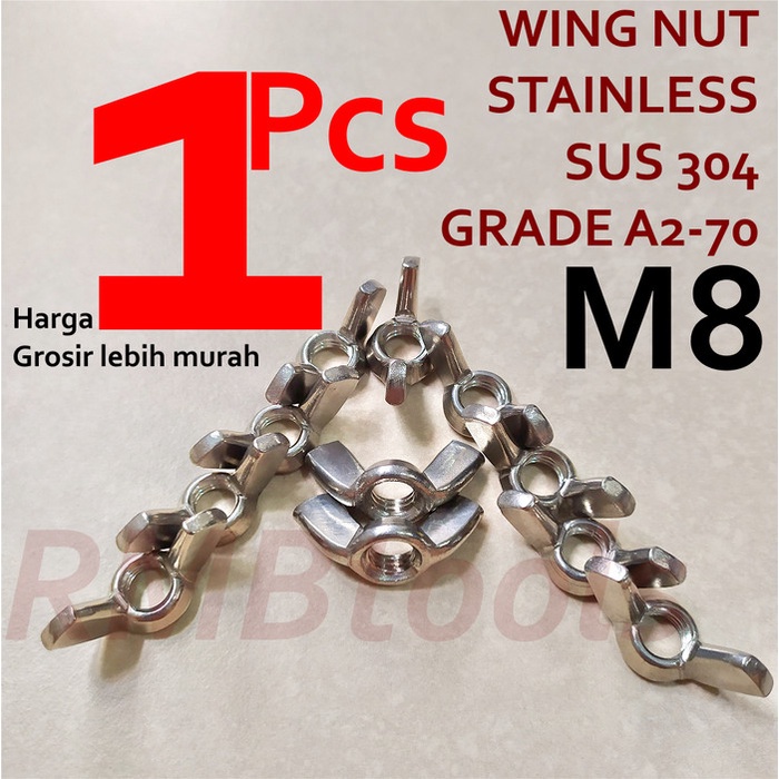 Jual Wing Nut Stainless M8 SS 304 / Mur Kupu-Kupu Kuping Stainless M8 ...