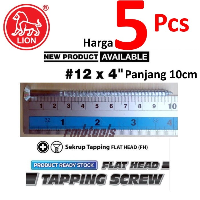 Jual 12x4 Sekrup Tapping FH Verseng Panjang 10cm 12 / Skrup Tapping FH ...