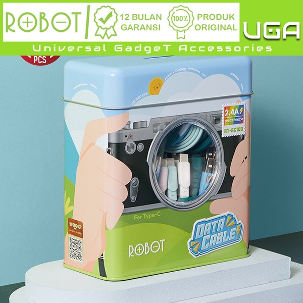 Jual [30 Pcs] Kabel Data Type C ROBOT RT-AC100 USB-C Cable Colorful (30 ...