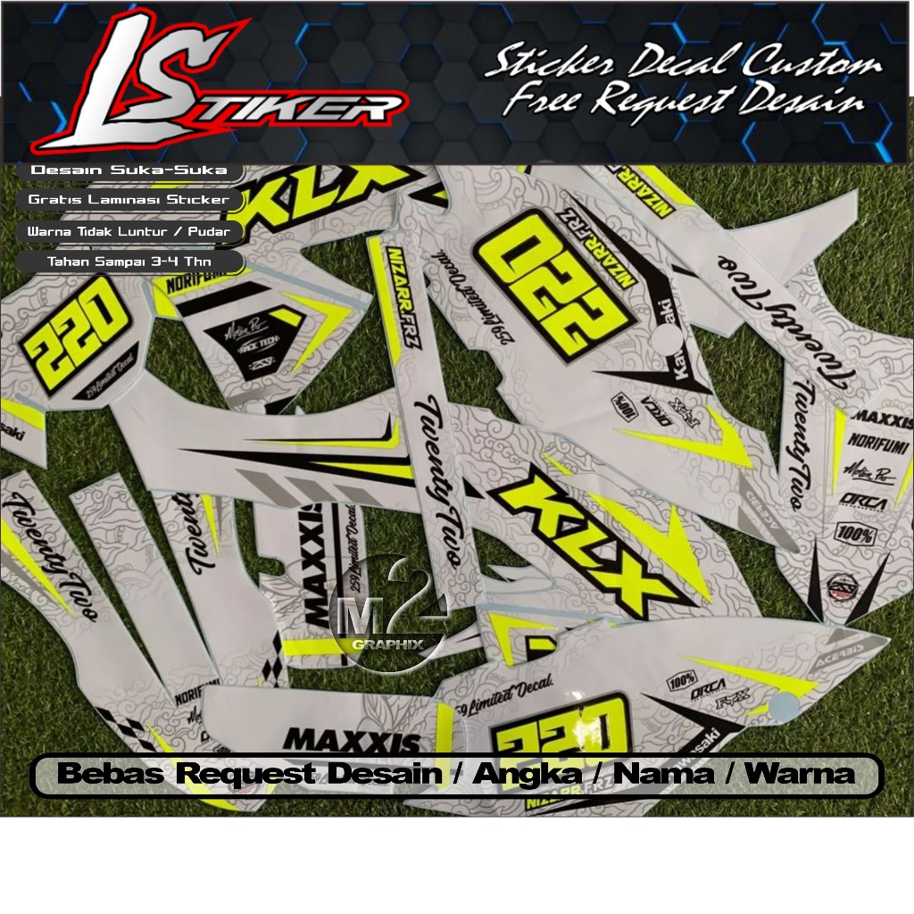 Jual 0152 Sticker Decal KLX 150 BF Full Body Kombinasi Stabilo Bebas ...