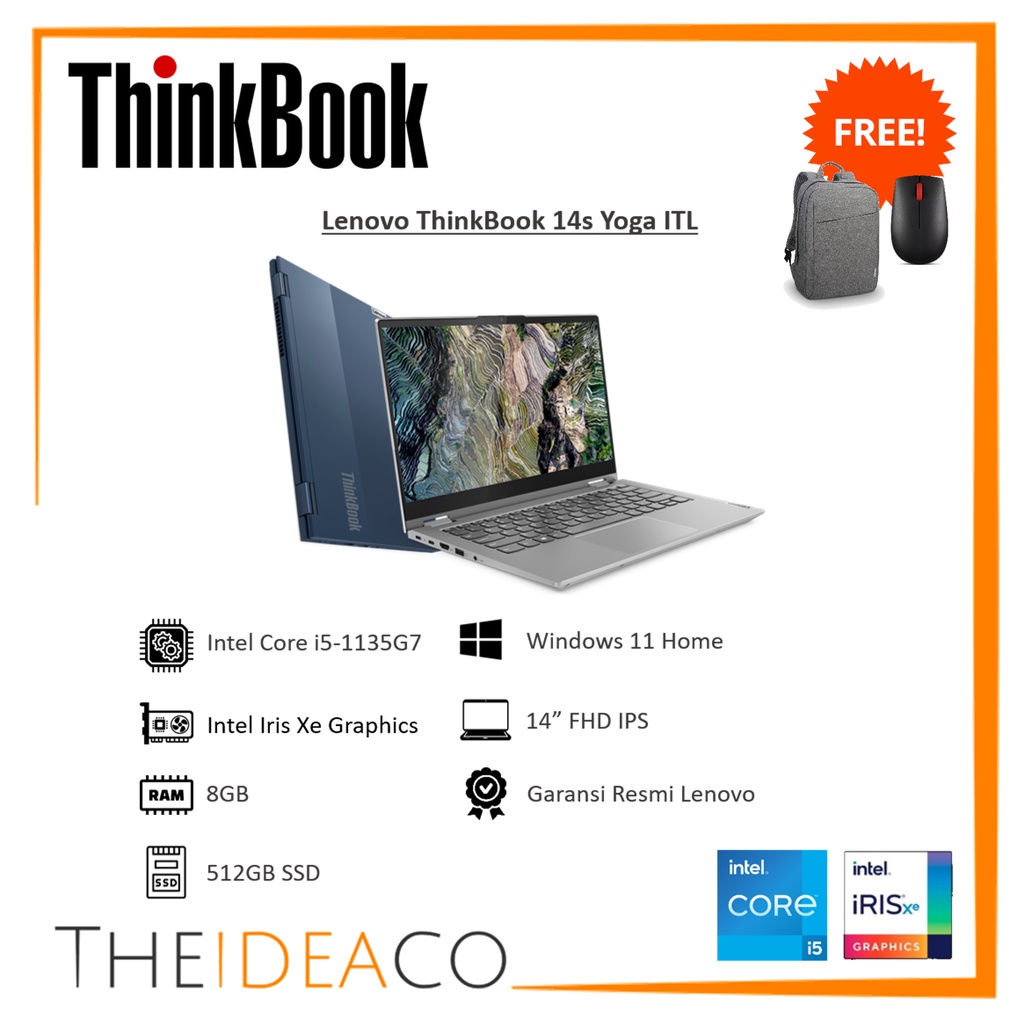 Jual Lenovo ThinkBook 14s Yoga ITL i5-1135G7 8GB 512GB SSD Touch Pen Win11H | Shopee Indonesia
