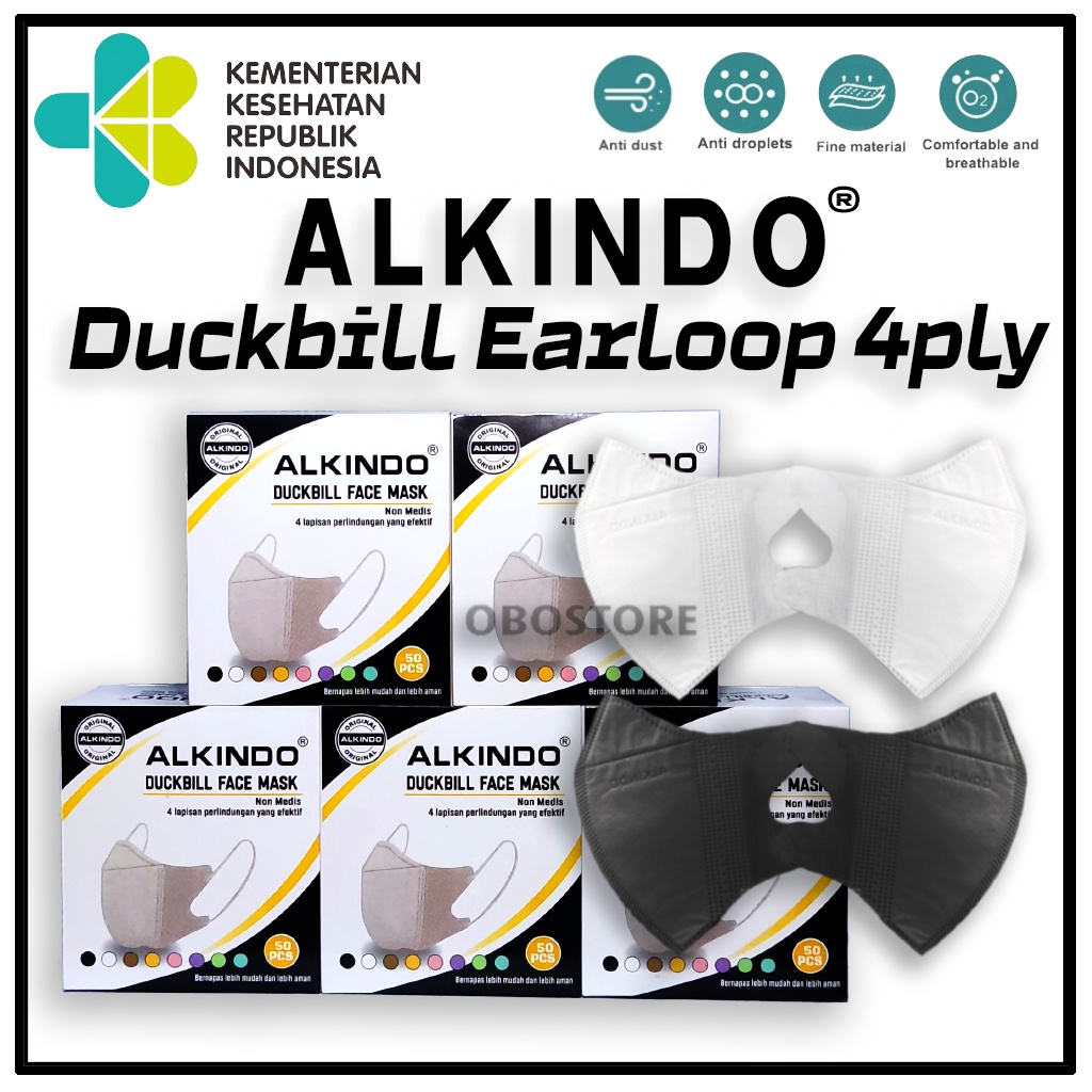 Jual Masker Duckbill ALKINDO 4ply Duckbill Earloop 4ply isi 50 pcs ...