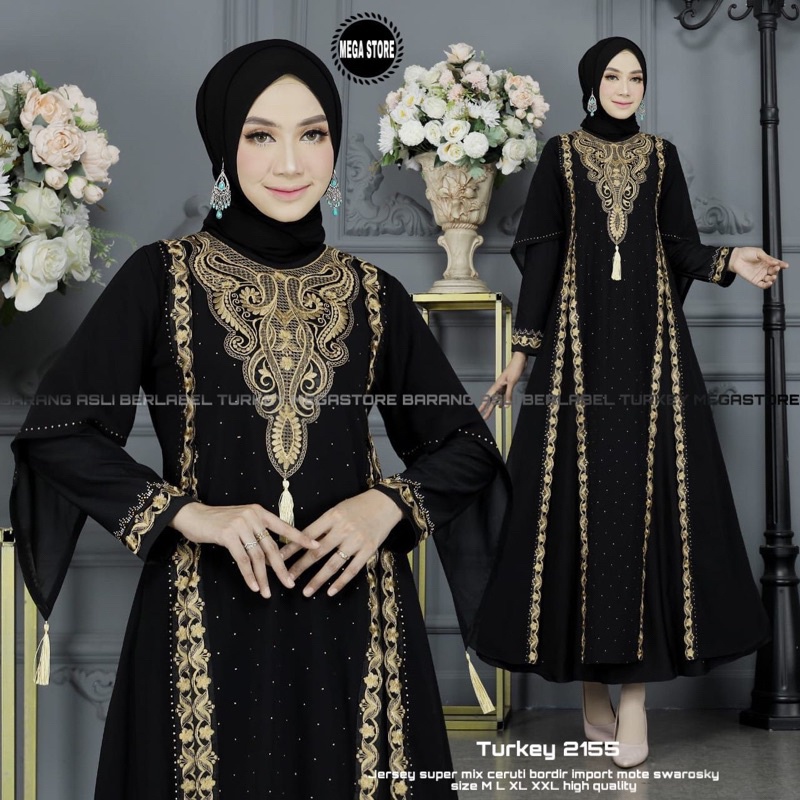 Jual BAJU WANITA TURKEY DUBAI PREMIUM MEWAH Gamis Turkey 2155 Hawa #685 ...