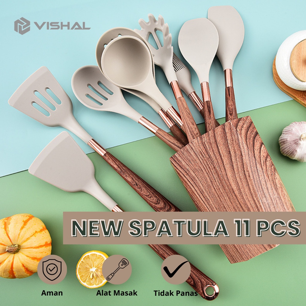 Jual VISHAL Spatula silikon PREMIUM tahan panas 11 set SUTIL SILICON ...