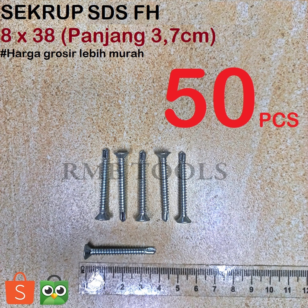 Jual x50pcs 8x38 SEKRUP GRC SDS KALSIBOARD LIST PLANG GRC / ROOFING ...