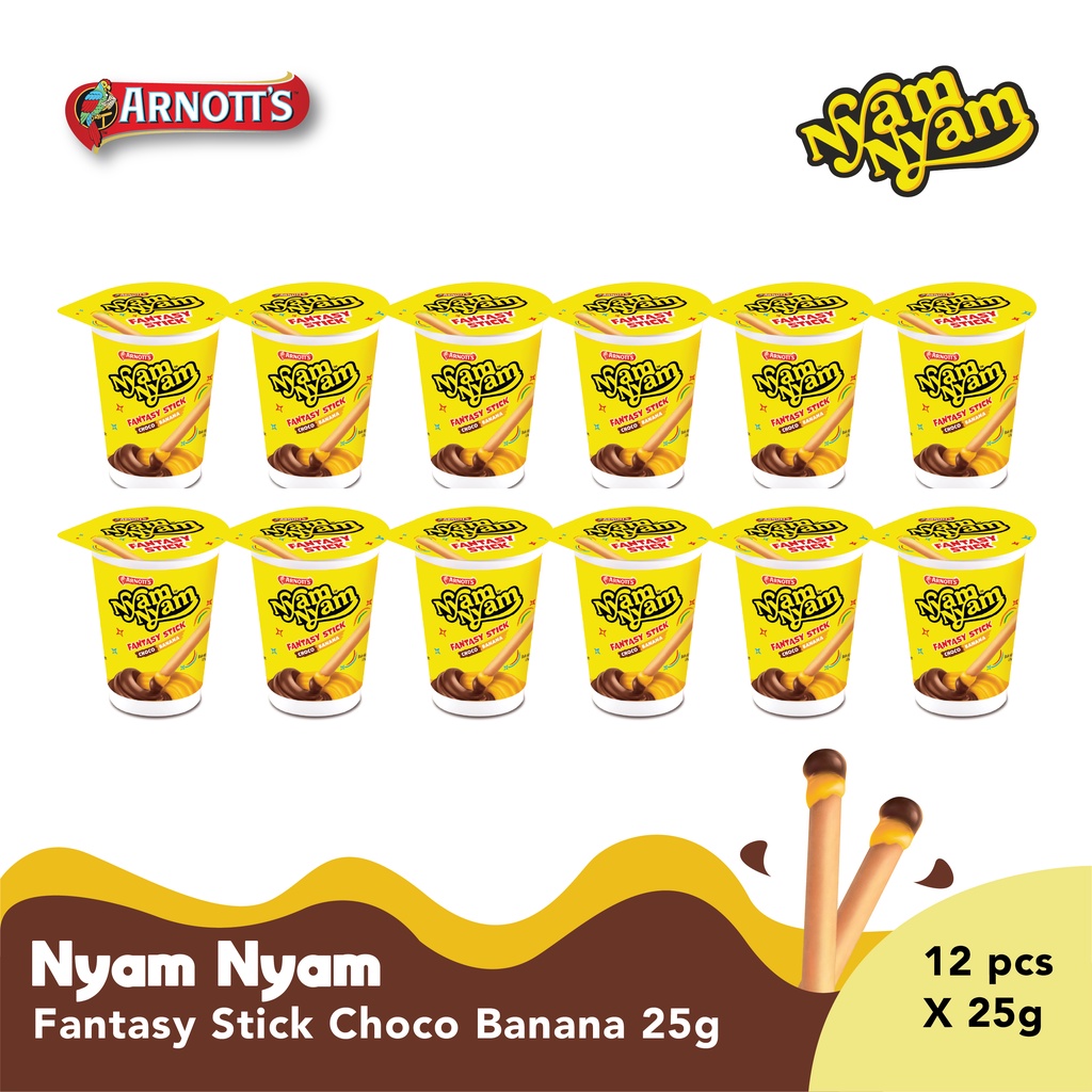 Jual Nyam Nyam Fantasy Stick Choco Banana 25 Gr 12 Pcs Shopee