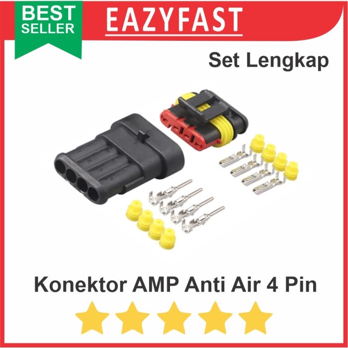Jual Konektor AMP 4p 4 Pin Kaki Waterproof Connector Anti Air Socket ...