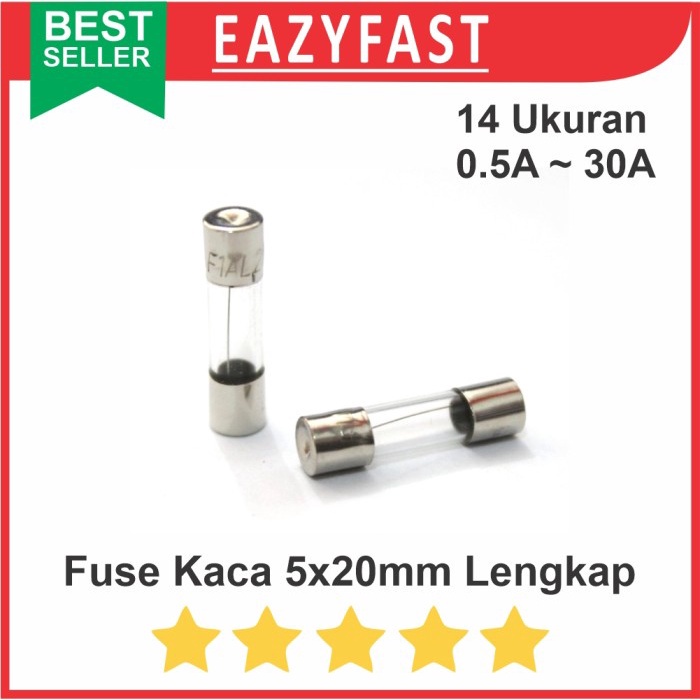 Jual Fuse Kaca Sedang 5x20 Set Ukuran Lengkap Komplit Tabung Sekring Skring | Shopee Indonesia