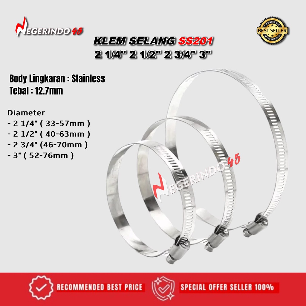 Jual KLEM SELANG SS 2 1/4 - 2 1/2 - 2 3/4 - 3" / HOSE CLAMPS SS 201 ...