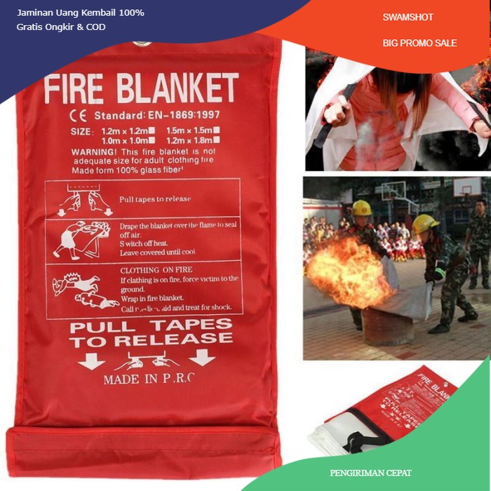 Jual Fire Blanket Kain Selimut Pemadam Tahan Api Fiberglass Flame Cover ...