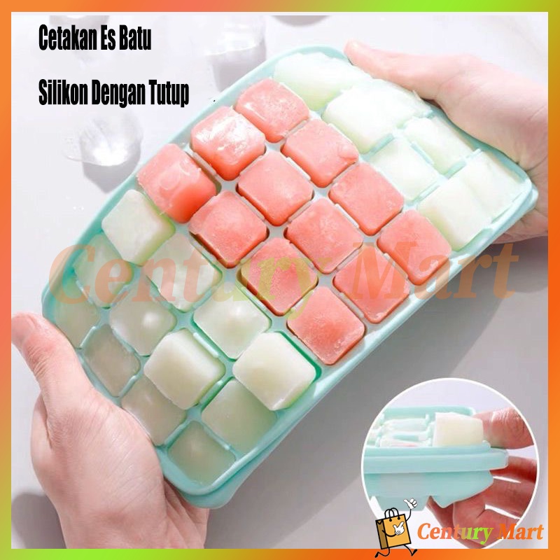 Jual Cetakan Es Batu + Penutup/Tray Nampan Es Batu Silikon / Dengan ...