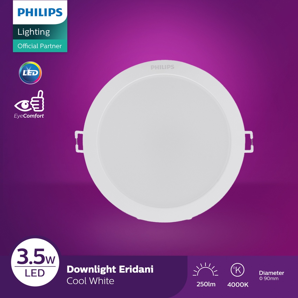 Jual Lampu Philips Downlight Eridani LED3 D80 3.5W 40K Natural | Shopee ...