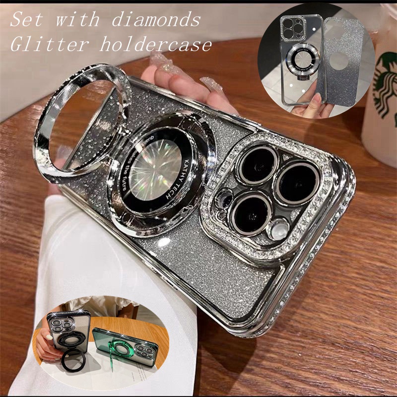 Jual Pekanbaru Luxury plating diamond-set case for iPhone 13 14 15 Pro ...