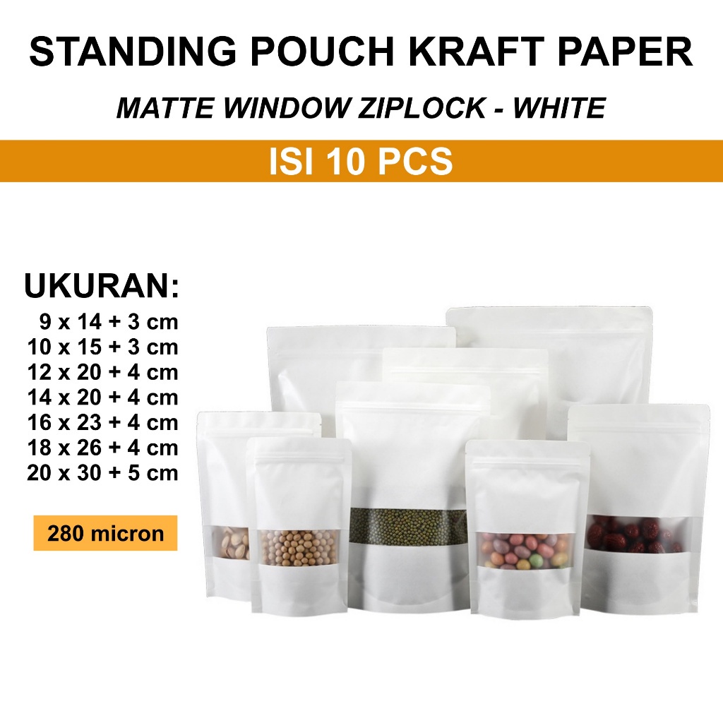 Jual Norden - (ISI 10) STANDING POUCH WINDOW WHITE - Plastik Ziplock ...