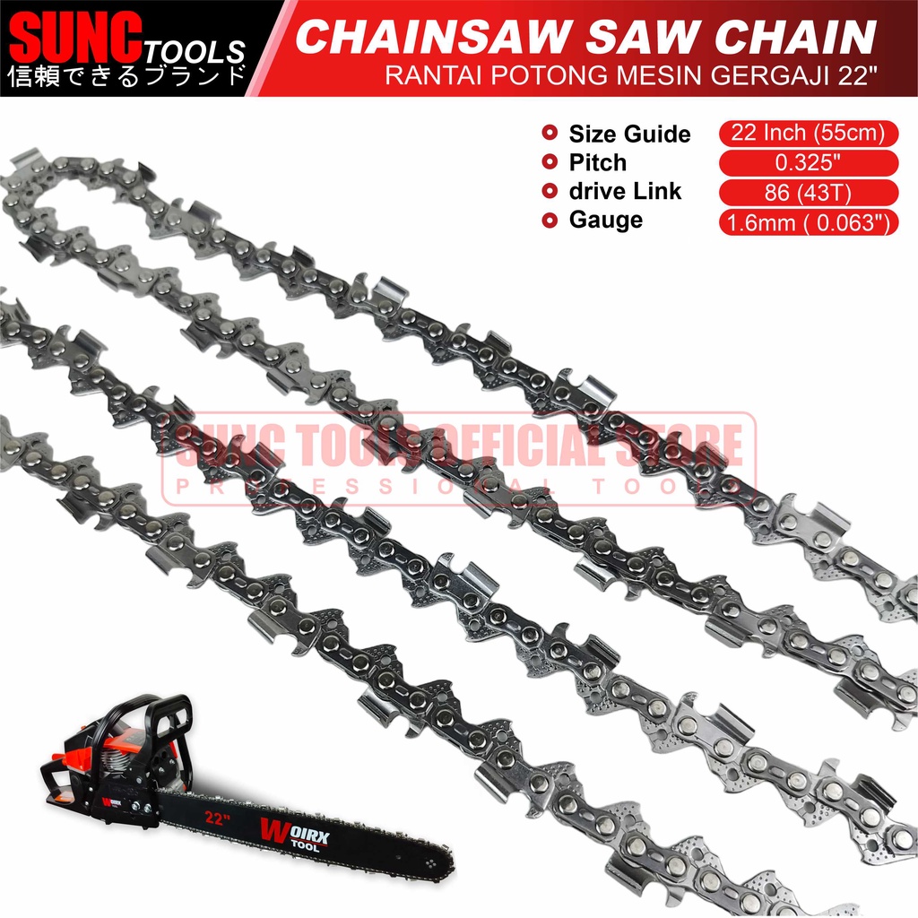 Jual Rantai Mesin Gergaji 325 22" Inch 86E 34T Rantai Potong | Shopee Indonesia