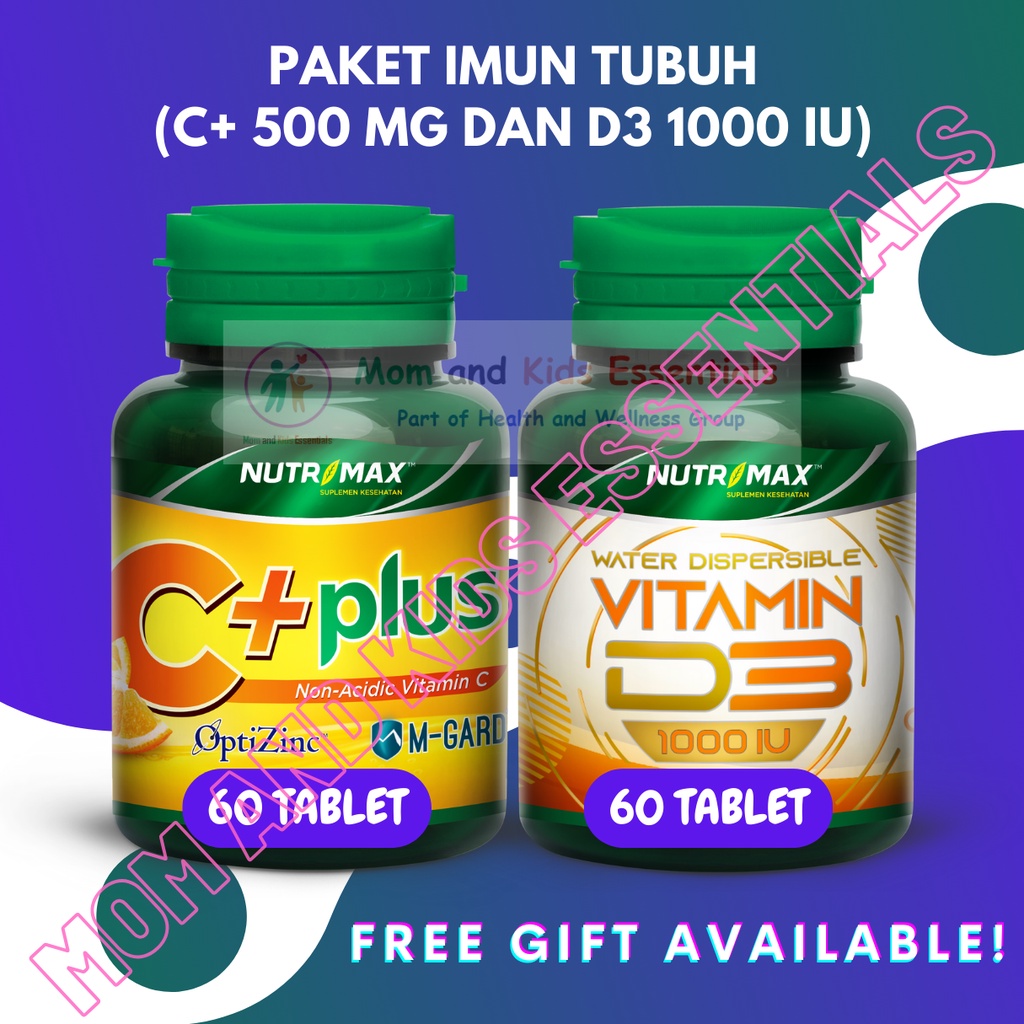 Jual PAKET PROTEKSI IMUN NUTRIMAX C PLUS C+ 500 MG 60 TABLET DAN VITAMIN D3 1000 IU 60 TABLET ...